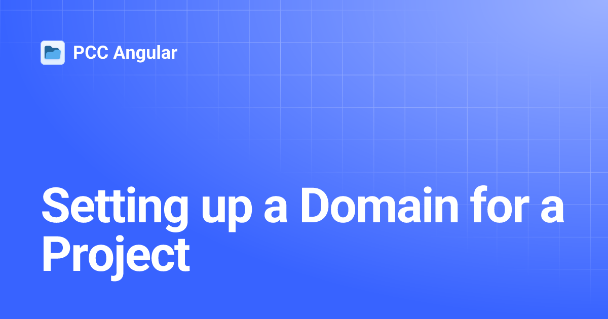 Setting up a Domain for a Project | PCC Angular